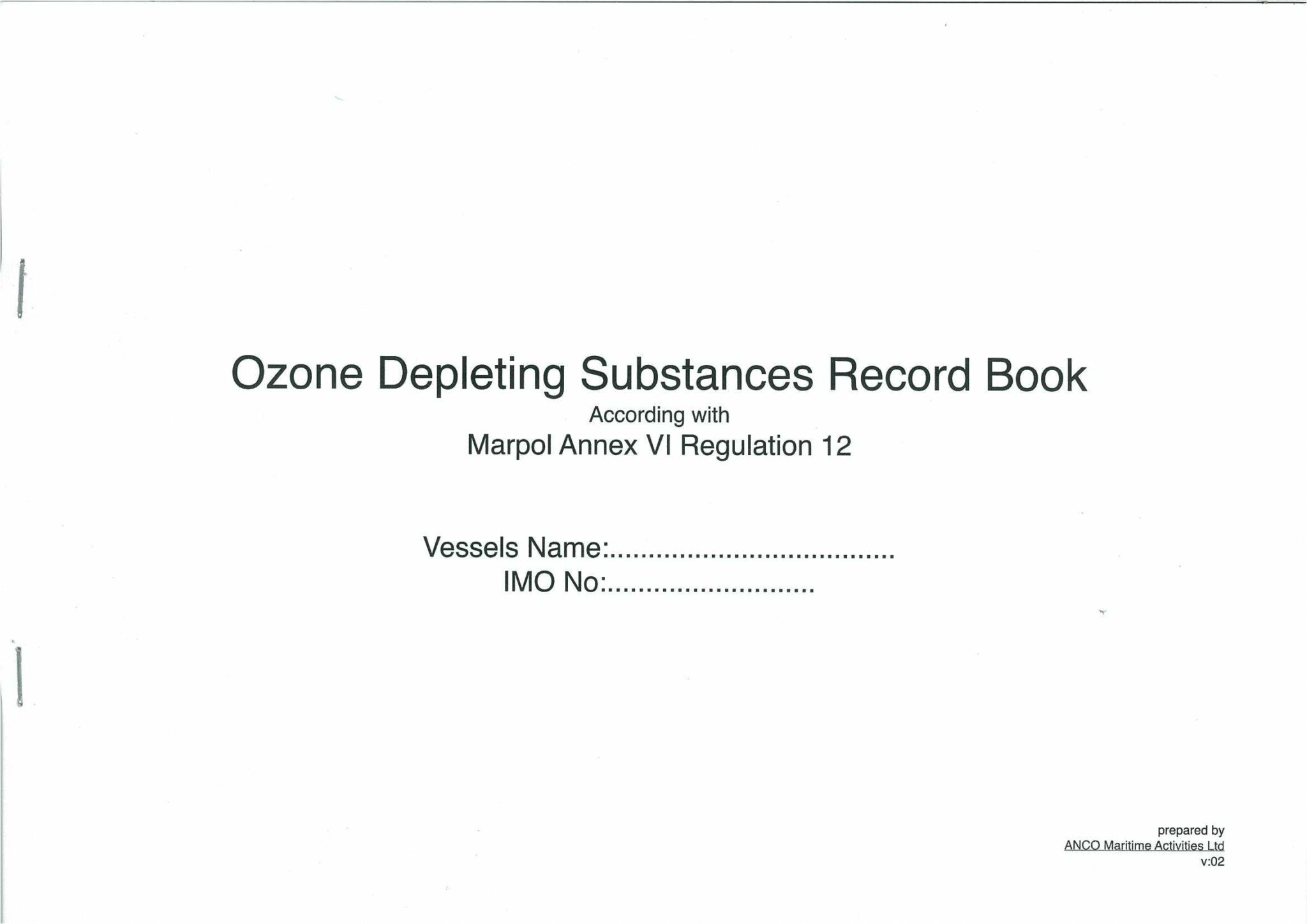 Ozone Depleting Substances Record Book | 弘運海技有限公司